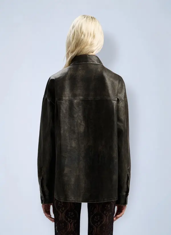 Palm Angels Curved Logo Coated Overshirt