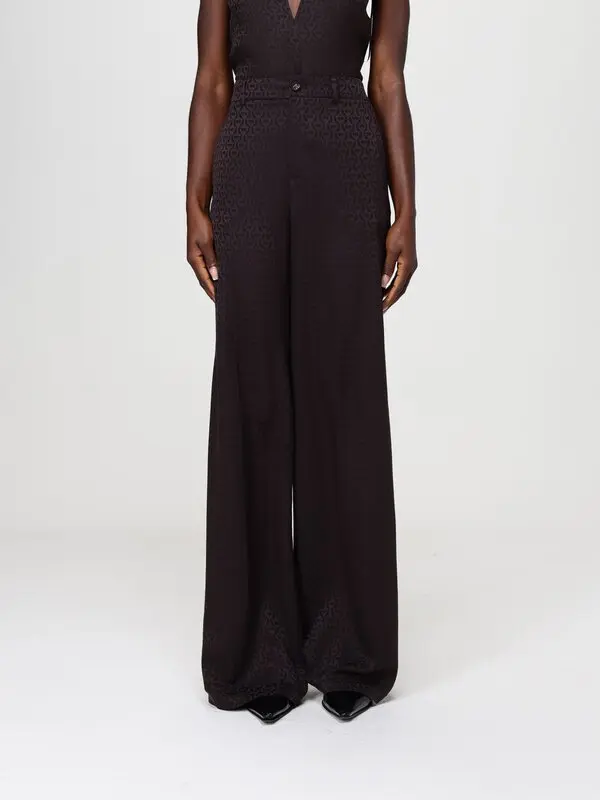 Gucci Silk Monogram Wide Leg Pants - Brown
