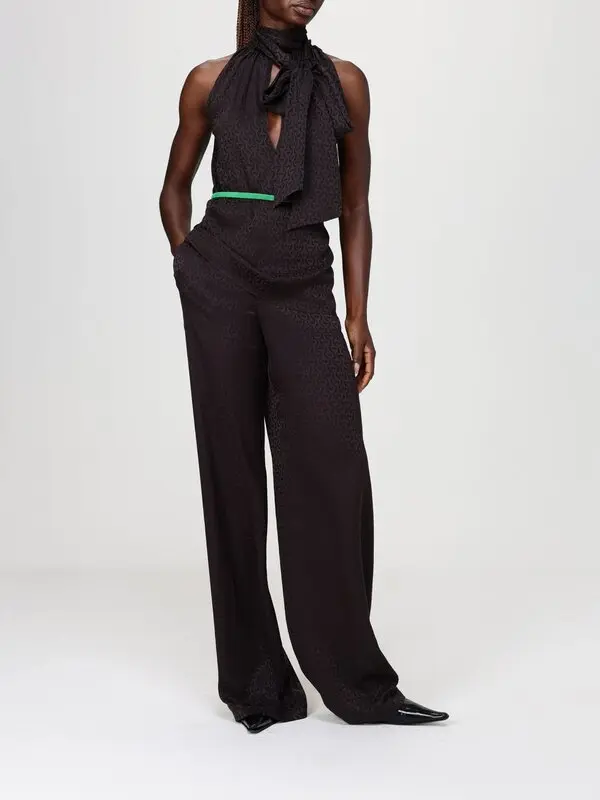 Gucci Silk Monogram Wide Leg Pants