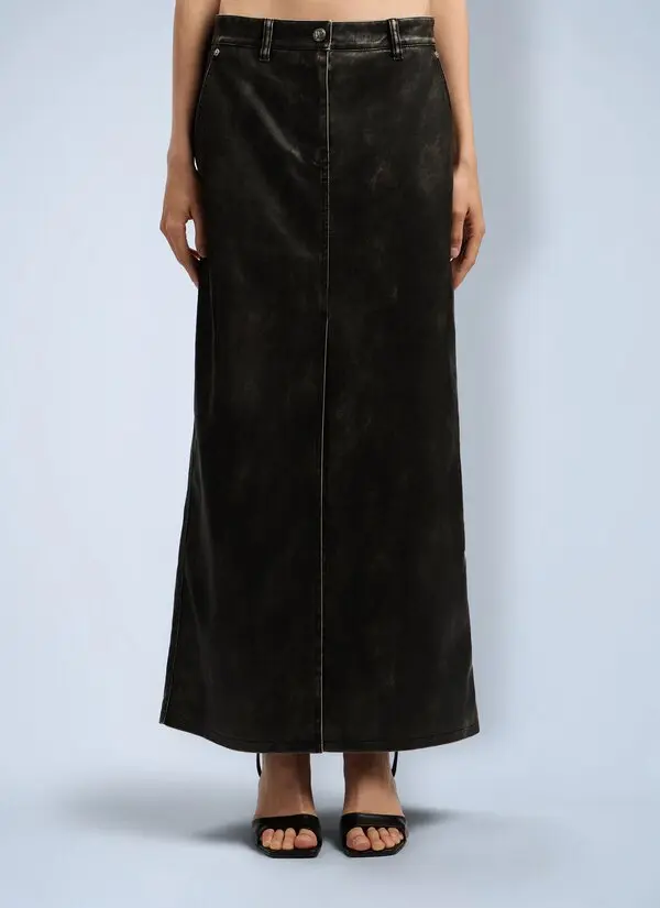 Palm Angels Curved Logo Coated Long Skirt - Gray