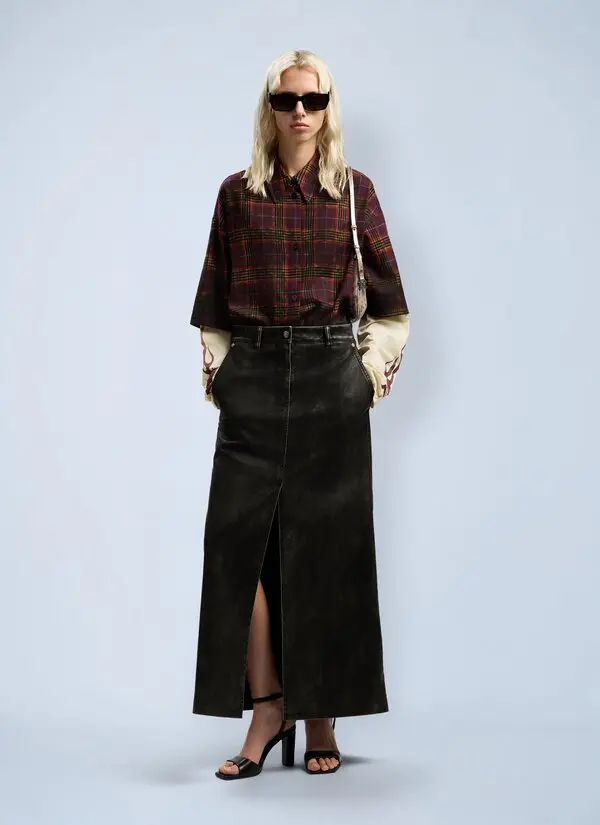 Palm Angels Curved Logo Coated Long Skirt