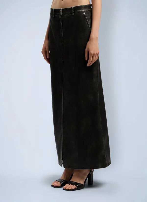 Palm Angels Curved Logo Coated Long Skirt