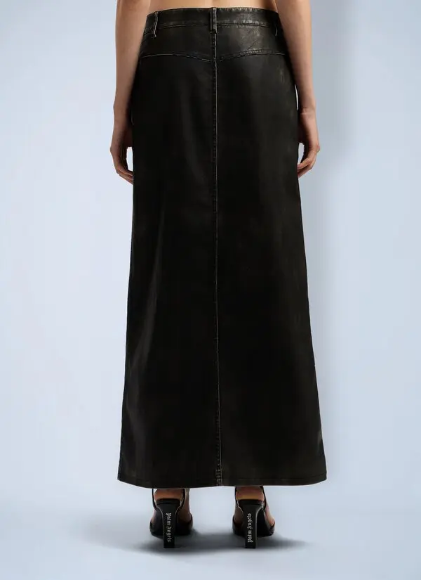 Palm Angels Curved Logo Coated Long Skirt