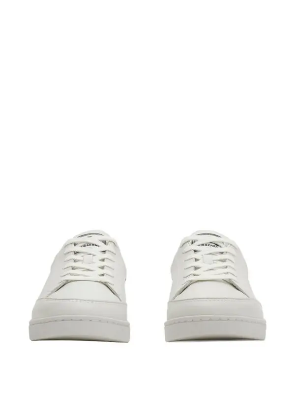 Burberry Leather Lace-up Sneakers With Checkered Heel - Multicolor