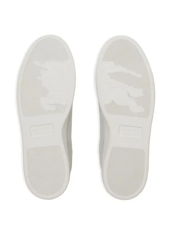 Burberry Leather Lace-up Sneakers With Checkered Heel - Multicolor