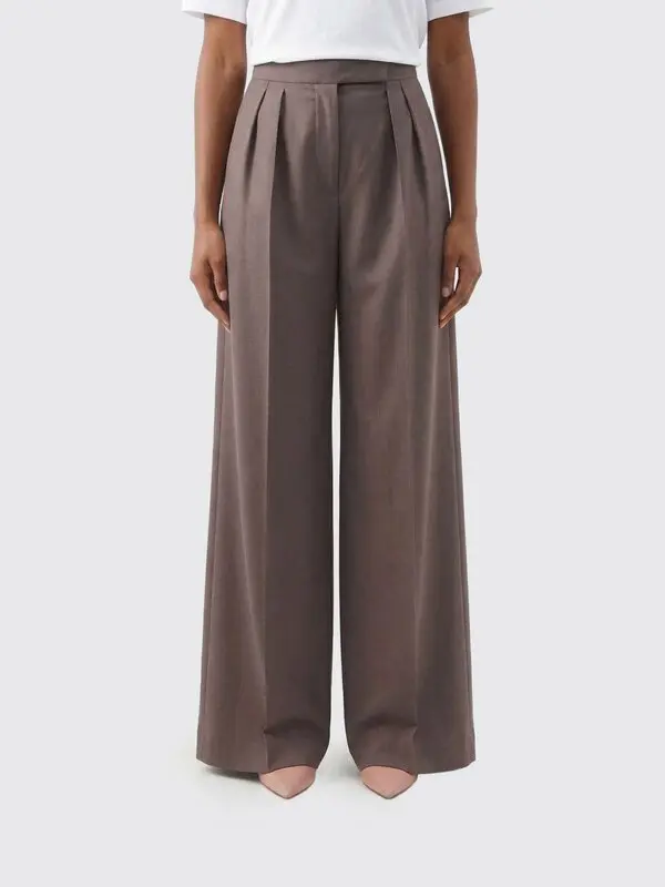 Max Mara Wool Wide Leg Trousers - Cream