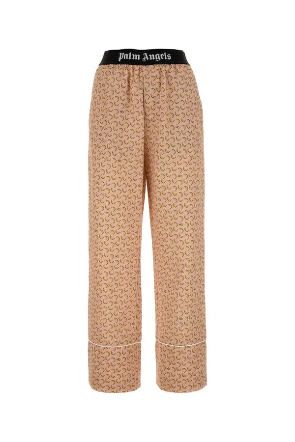 Palm Angels Printed Linen Blend Wide-leg Pants - Multicolor