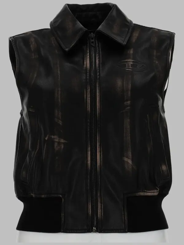 DIESEL® Distressed Gilet Bomber - Brown