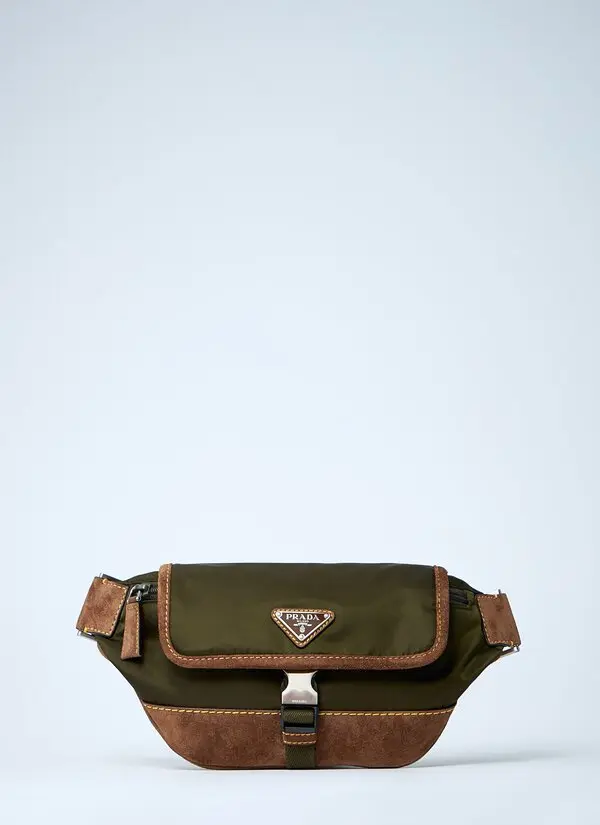 Prada Re-nylon And Suede Belt Bag - Brown