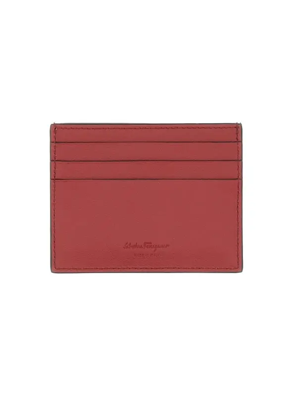 FERRAGAMO Leather Card Holder - Black