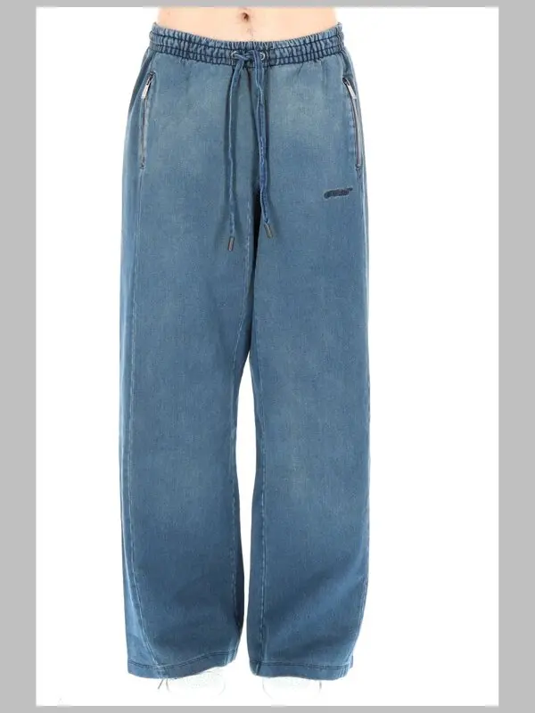 Off-White Drawstring Waist Jeans - Multicolor