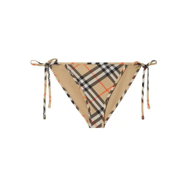 Burberry Checked Bikini Bottoms - Cream