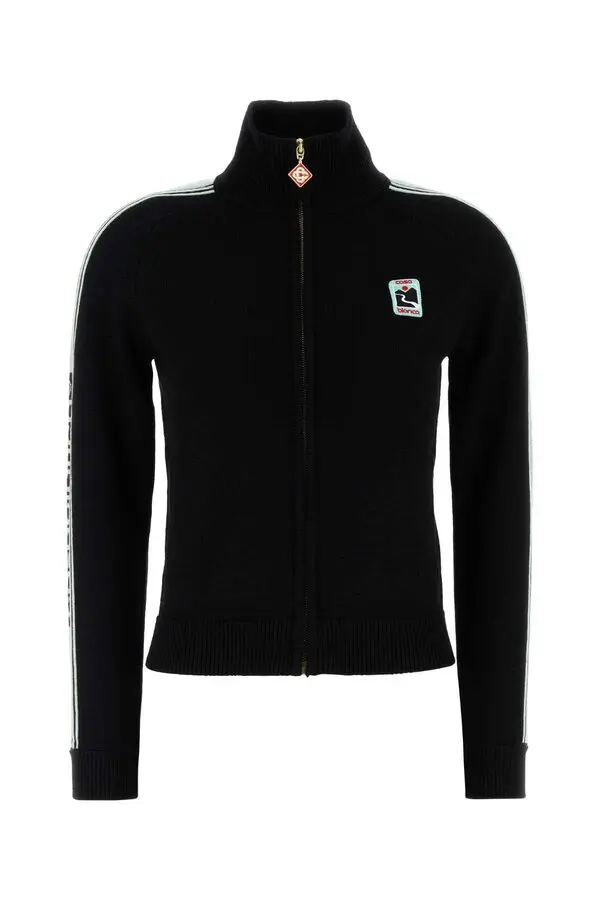 Casablanca Merino Wool Zip-up Cardigan With Applique