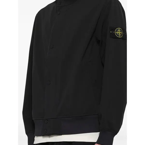 Stone Island Hooded Jacket With Ribbed Cuffs And Sleeve Badge