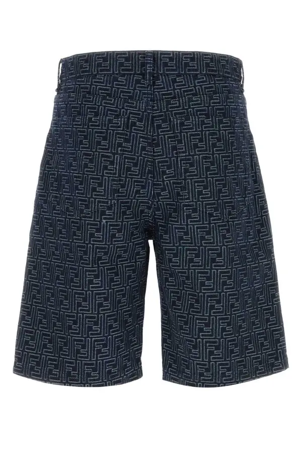 Fendi Embroidered Denim Bermuda Shorts - Multicolor
