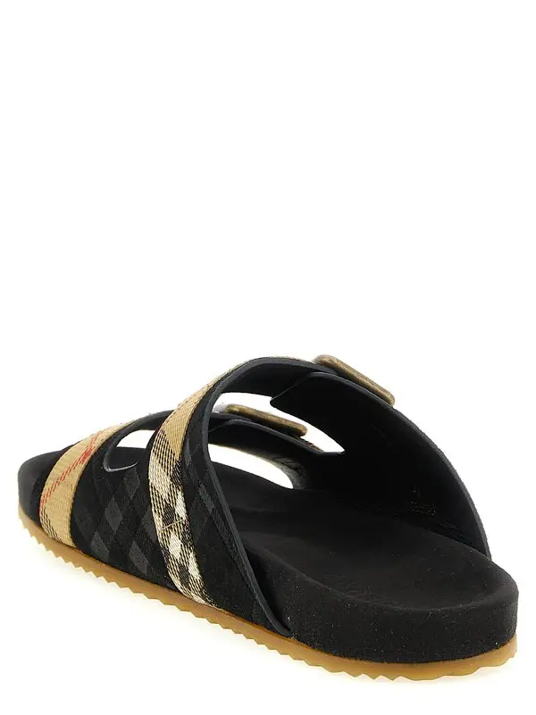 Burberry Urchin Suede Slides With Embossed Check