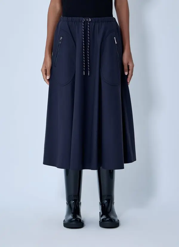 Moncler Mid-rise Drawstring Skirt With Zip Pockets - Blue