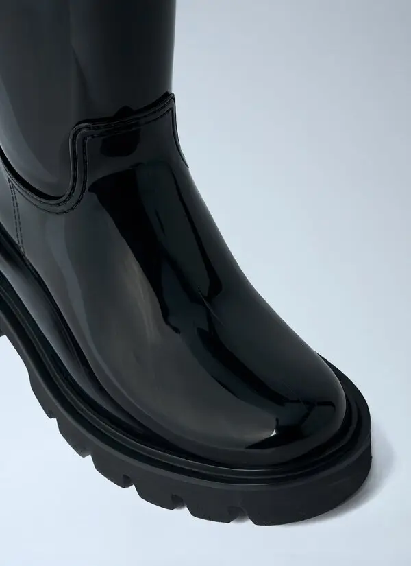 Moncler Knee-high Rain Boots With Drawstring Top - Black