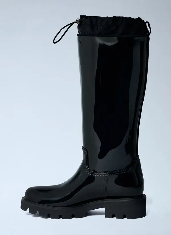 Moncler Knee-high Rain Boots With Drawstring Top - Black
