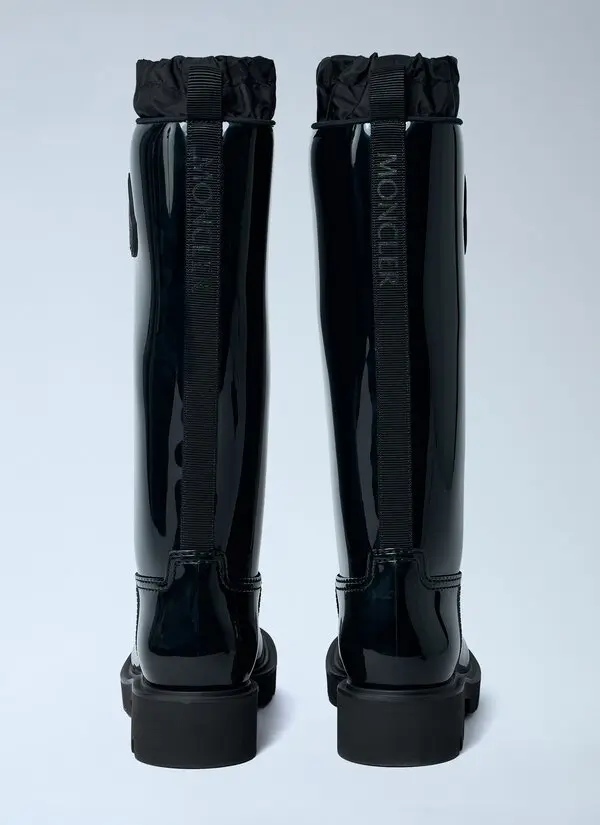 Moncler Knee-high Rain Boots With Drawstring Top - Black