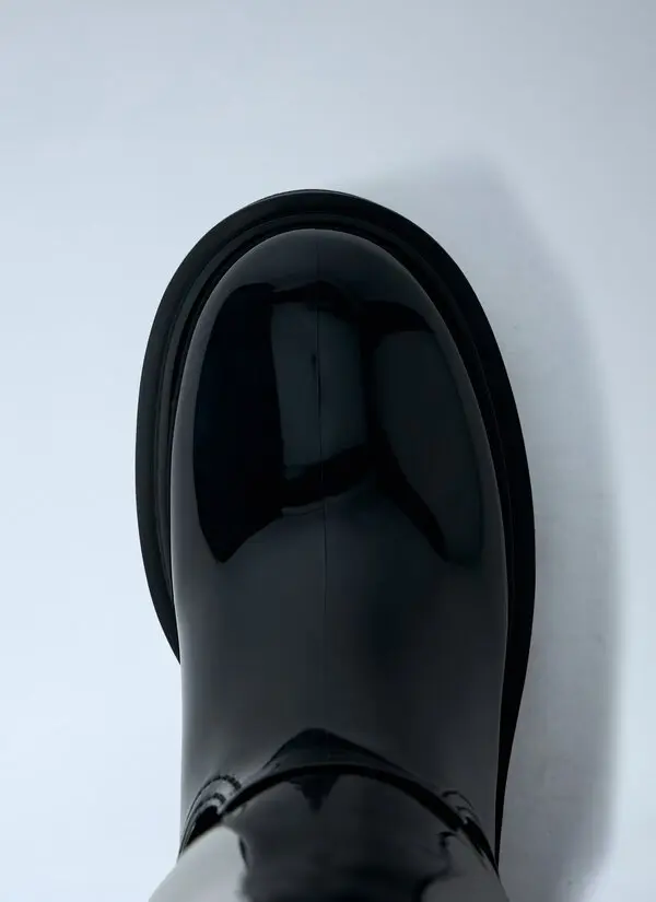Moncler Knee-high Rain Boots With Drawstring Top - Black