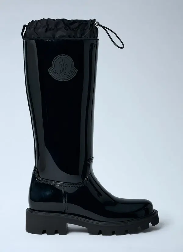 Moncler Knee-high Rain Boots With Drawstring Top - Black