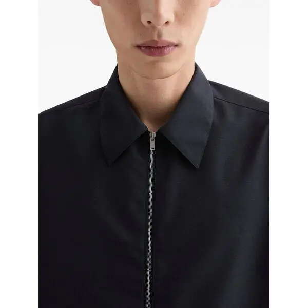 JIL SANDER Virgin Wool Zip-up Shirt Jacket - Blue