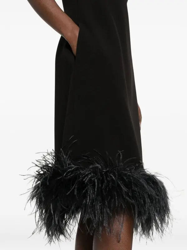 Max Mara Sleeveless Round Neck Dress With Feather Hem - Multicolor