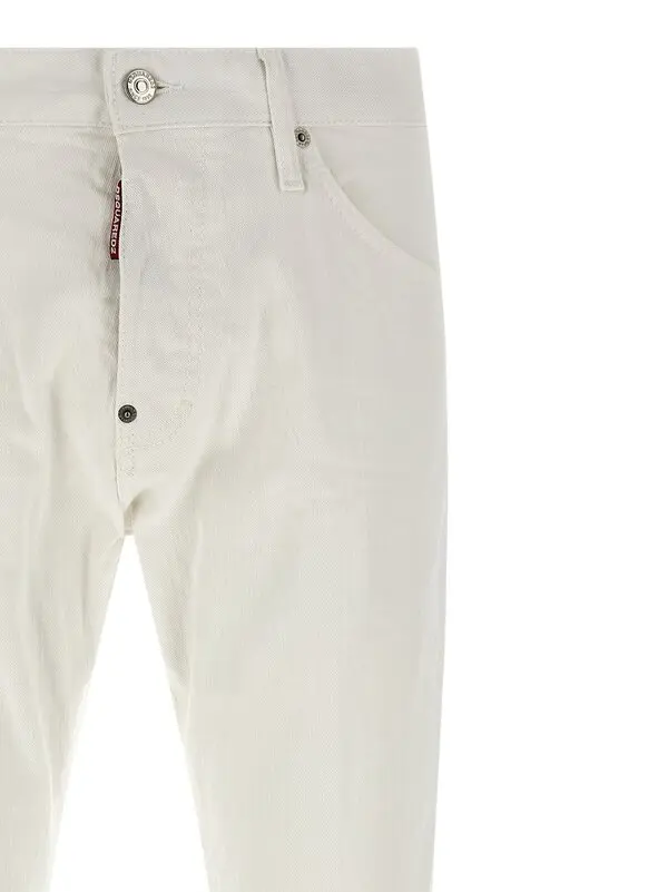 Dsquared2 Teddy Stretch Cotton Bull Denim Jeans - White
