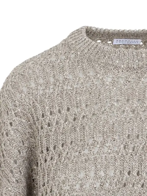 Brunello Cucinelli Patterned Crew Neck Sweater - Brown