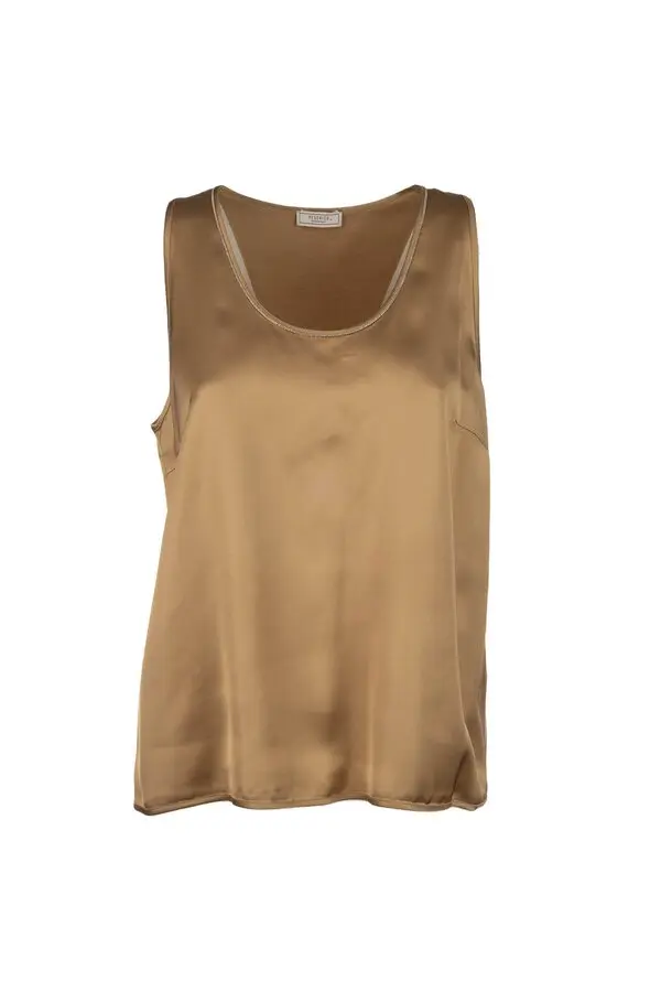Peserico Sleeveless Embellished Neck Top