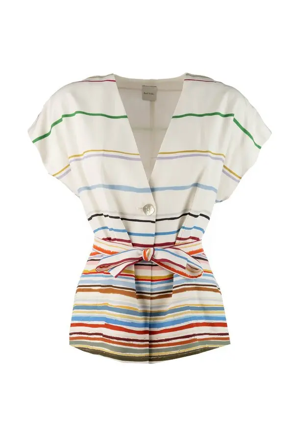 Paul Smith Striped Button-up Blouse With Tie Detail