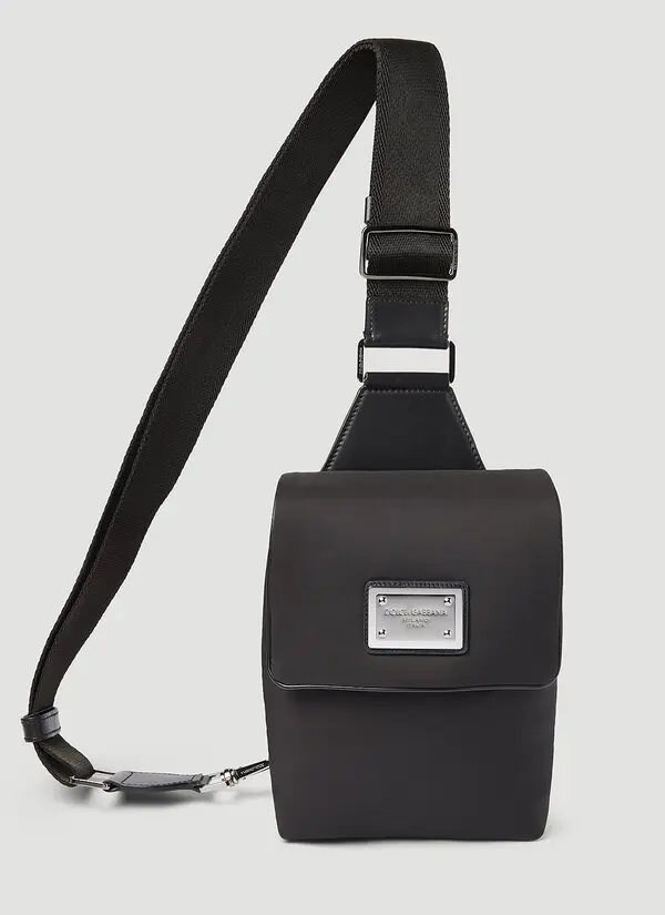 Dolce & Gabbana Logo Plaque Nylon Belt Bag - Black