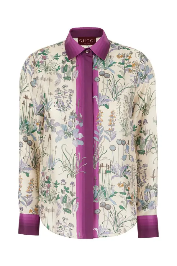 Gucci Floral Print Shirt With Contrasting Details - Multicolor