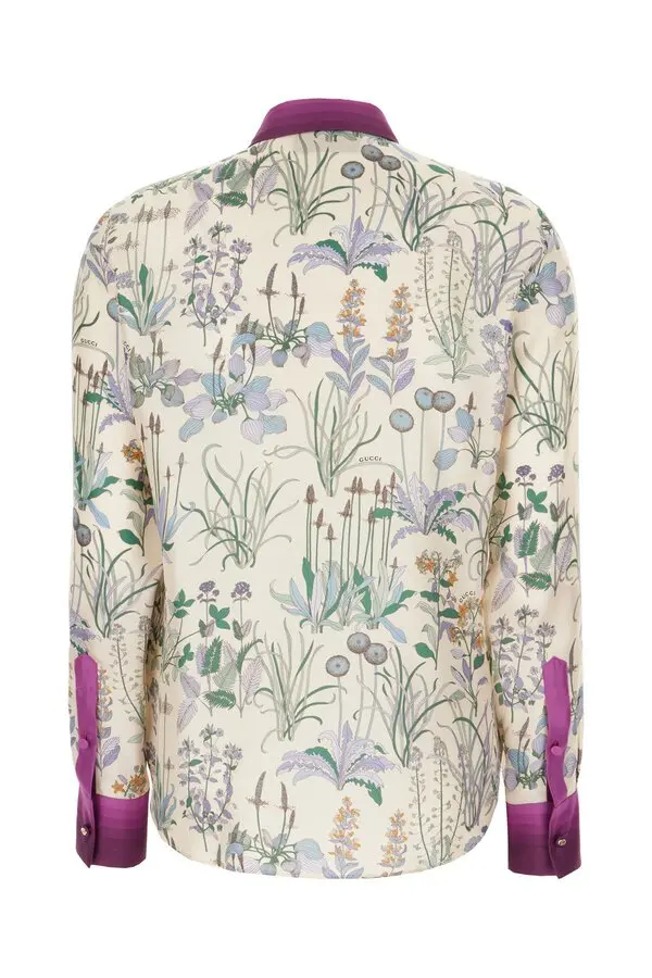 Gucci Floral Print Shirt With Contrasting Details - Multicolor