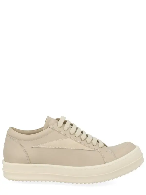 Rick Owens Leather Lace-up Sneakers - Cream