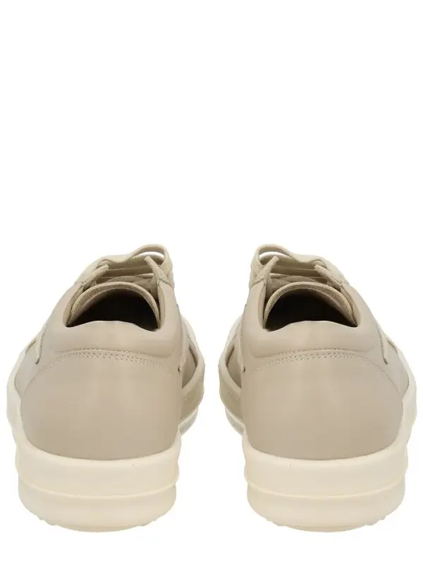 Rick Owens Leather Lace-up Sneakers - Cream
