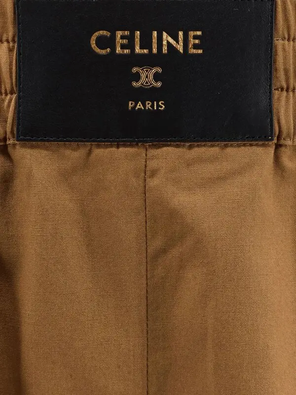Celine Cotton And Linen Shorts With Triomphe Patch