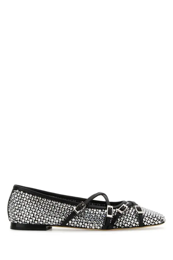 Mach & Mach Embellished Fabric Ballerinas - Silver
