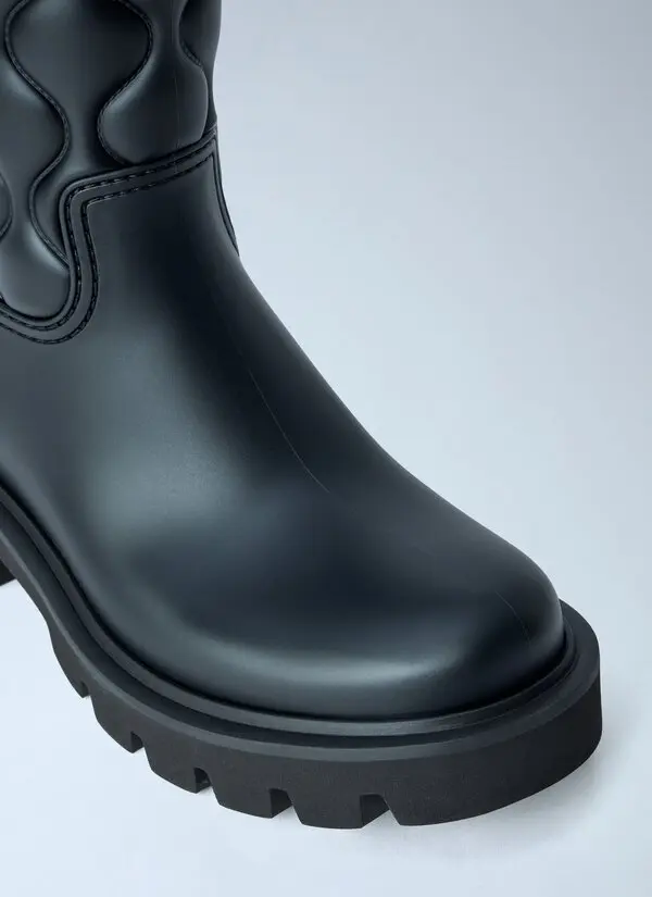 Moncler Kickstream Knee-high Rubber Boots With Drawstring - Black