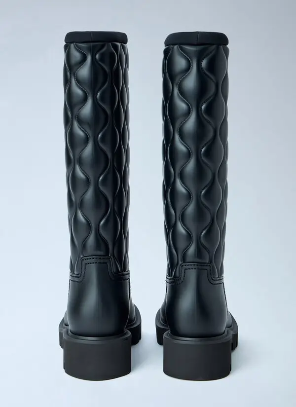 Moncler Kickstream Knee-high Rubber Boots With Drawstring - Black
