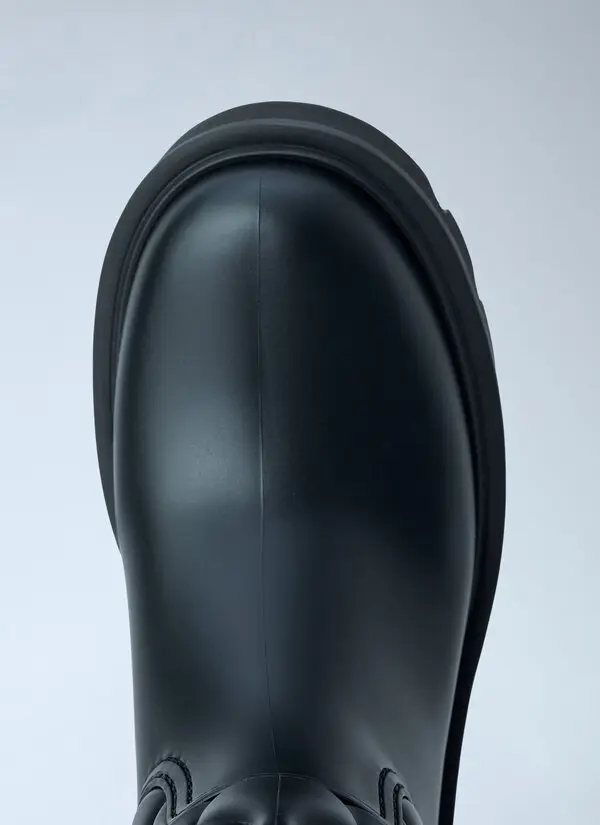 Moncler Kickstream Knee-high Rubber Boots With Drawstring - Black