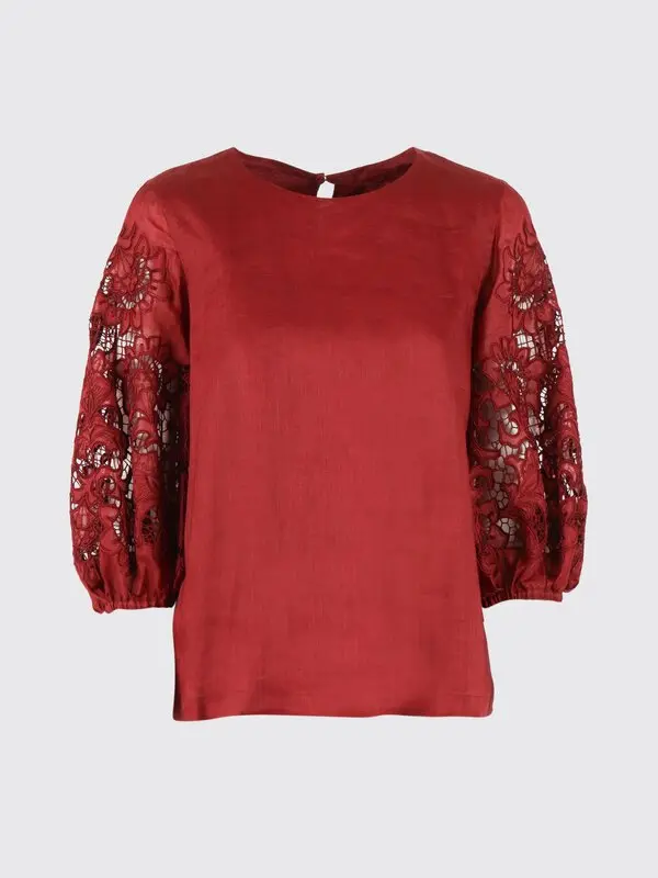 Max Mara Lace Sleeve Pullover - Red