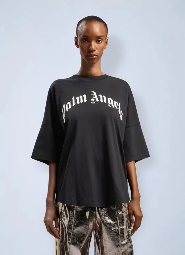 Palm Angels Curved Logo Oversized T-shirt - Black