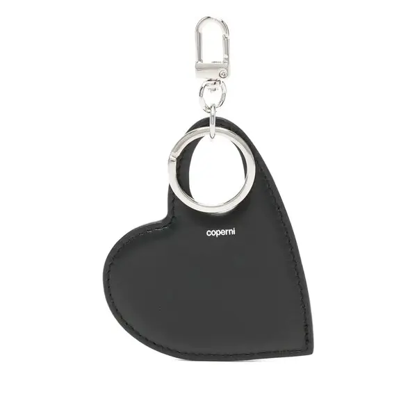 Coperni Heart Shape Leather Keyring - Black