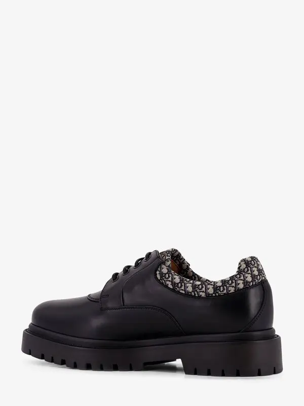 Dior Black Leather Lace-up Shoes With Oblique Logo Detail