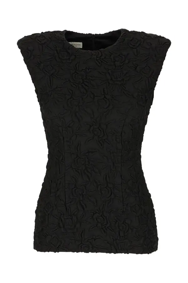 Dries Van Noten Embellished Cap Sleeve Top