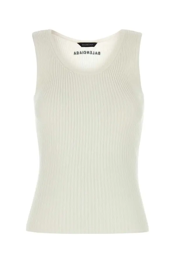 Balenciaga Stretch Wool Blend Tank Top - White