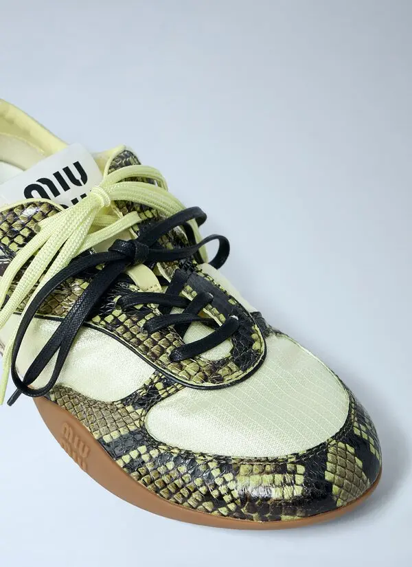 Miu Miu Textured Sneakers With Embossed Logo - Yellow