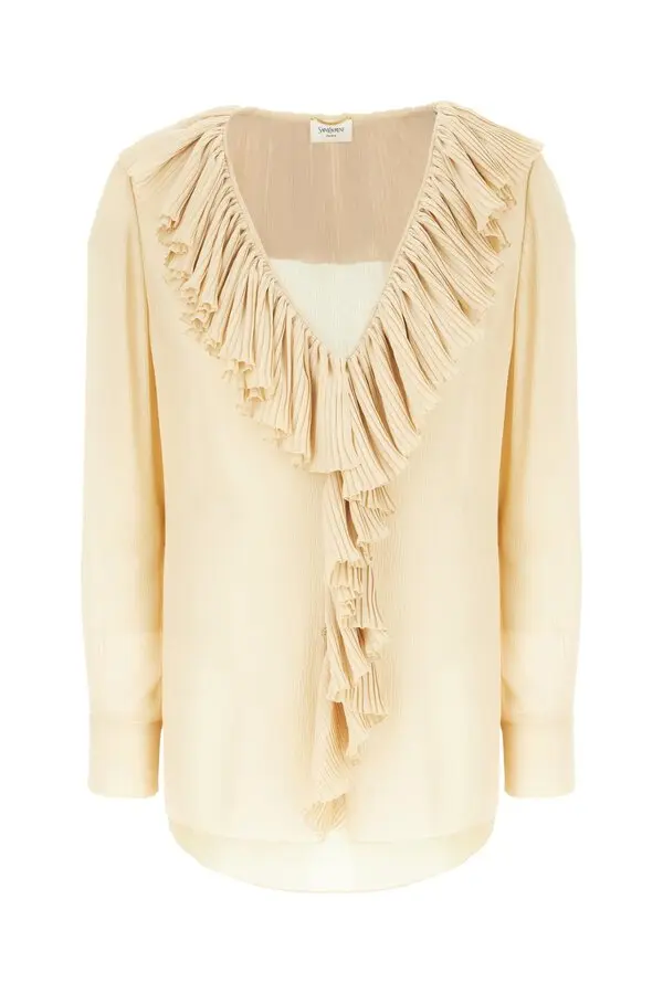 Saint Laurent Ruffled V-neck Blouse